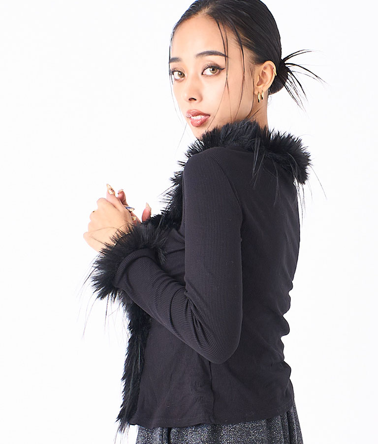 フェイクファー フロントリボン カーディガン 長袖(トップス/カーディガン) | Latina | レディースファッション通販ANAPオンライン