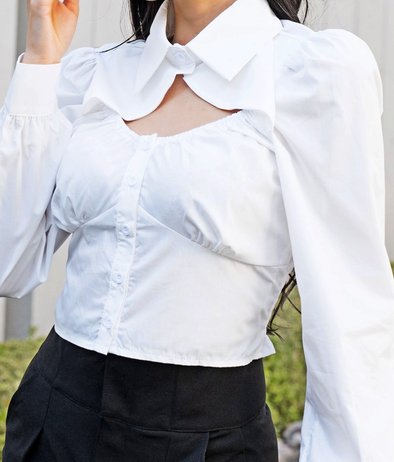 胸開き ギャザー ブラウス シャツ 襟付き 長袖(トップス/シャツ・ブラウス) | Latina | レディースファッション通販ANAPオンライン